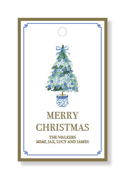 Blue and White Tree With Border Gift Tags – Eldridge Stationers